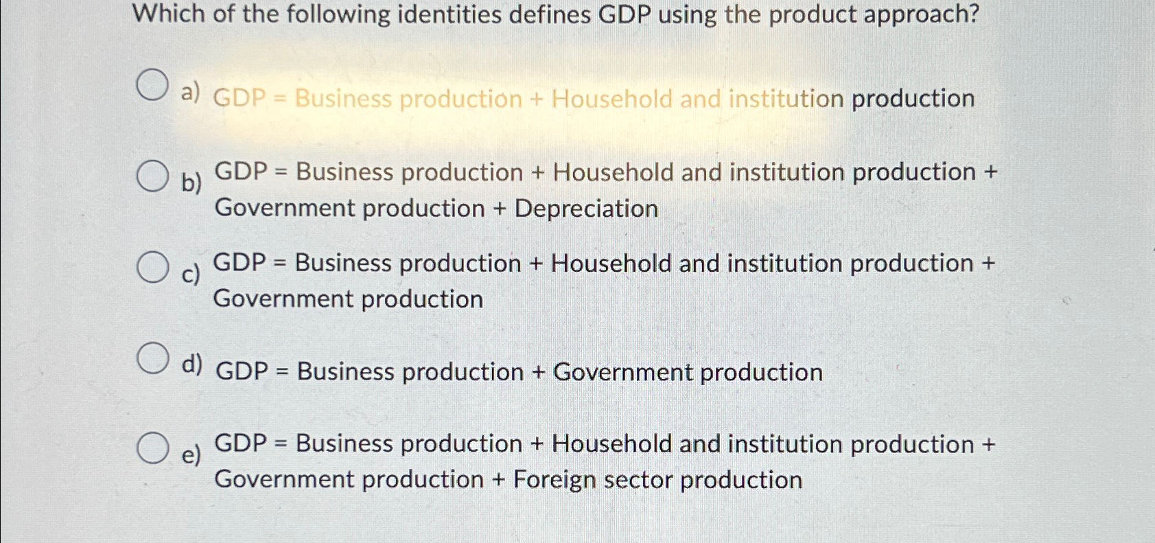 Solved Which of the following identities defines GDP using | Chegg.com