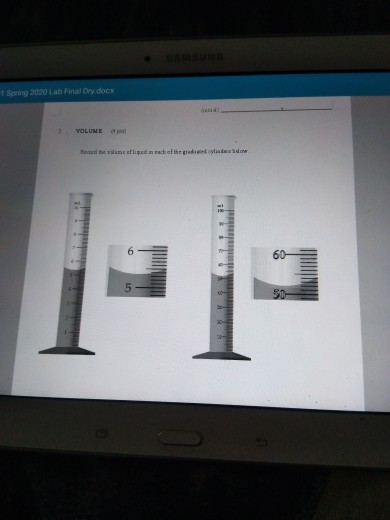 Solved Spring 2020 Lab Final Dry.docx VOLUME | Chegg.com