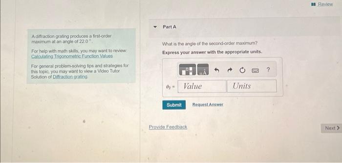 Solved A diffraction grating produces a first-order maximum | Chegg.com