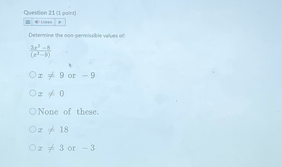 Solved Question 21 (1 ﻿point)Determine the non-permissible | Chegg.com