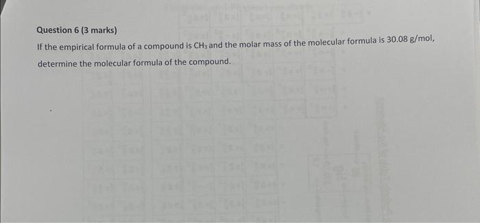 Solved Question 6 ( 3 marks) If the empirical formula of a | Chegg.com Solved Question 6 ( 3 marks) If the empirical formula of a | Chegg.com