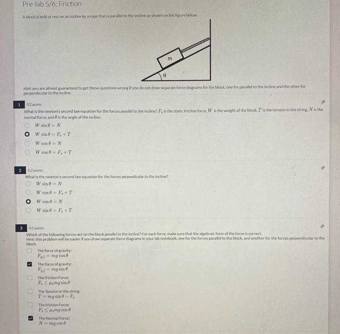 Solved A blockis held at rest on an indine by a rope that is | Chegg.com