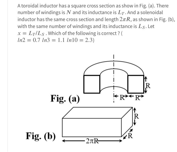 Solved BRO A toroidal inductor has a square cross section as | Chegg.com