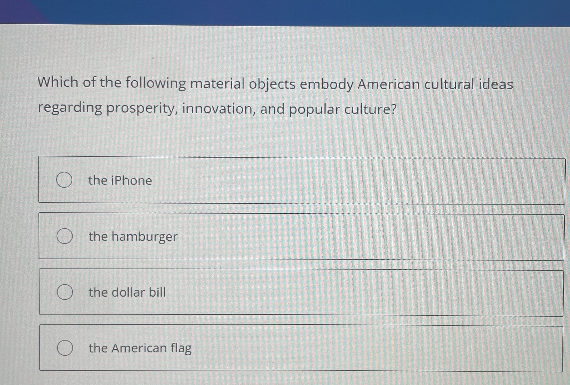 Solved Which of the following material objects embody | Chegg.com
