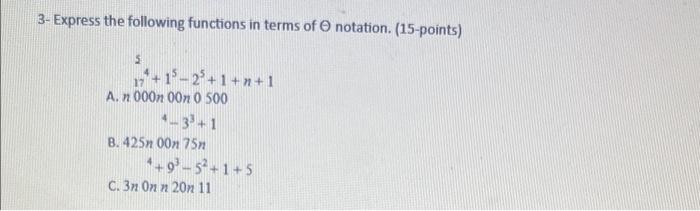 Solved 3- Express the following functions in terms of Θ | Chegg.com Solved 3- Express the following functions in terms of Θ | Chegg.com
