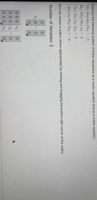 Solved Express the following system of linear equations as a | Chegg.com