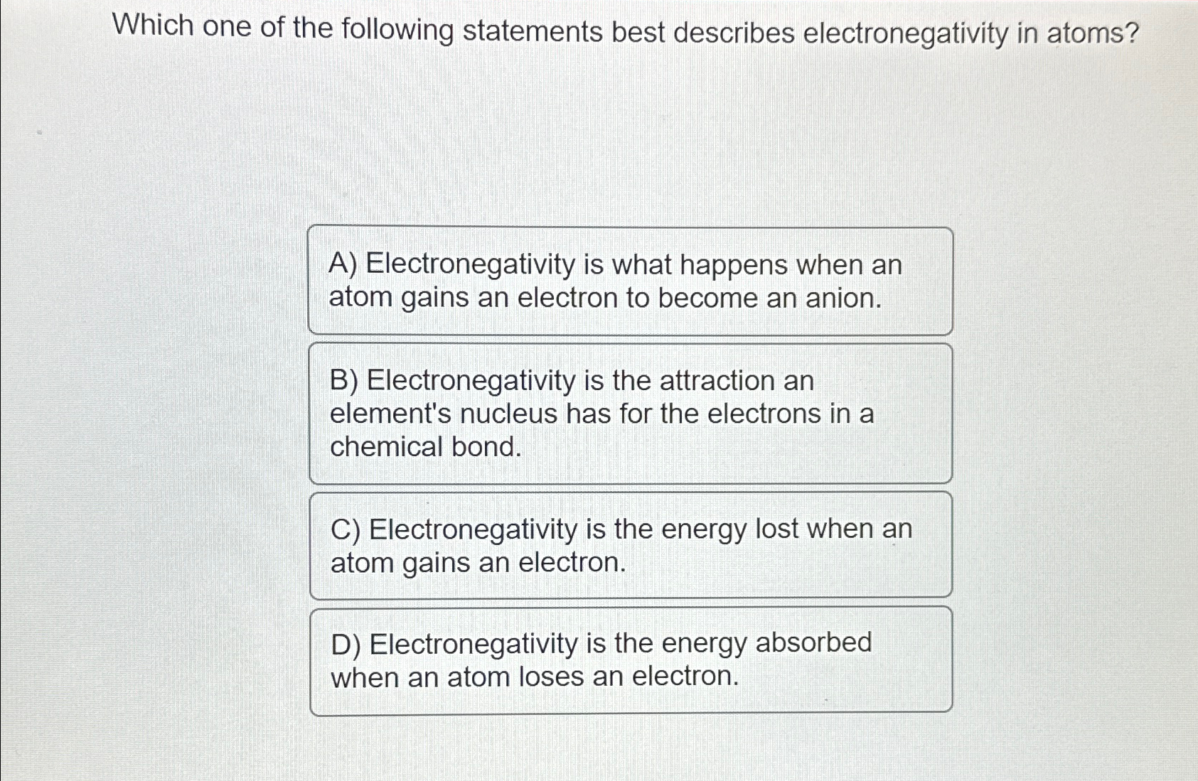 Solved Which one of the following statements best describes | Chegg.com