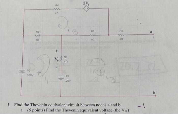 Solved 1. Find the Thevenin equivalent circuit between nodes | Chegg.com