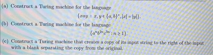Solved A Construct A Turing Machine For The Language 