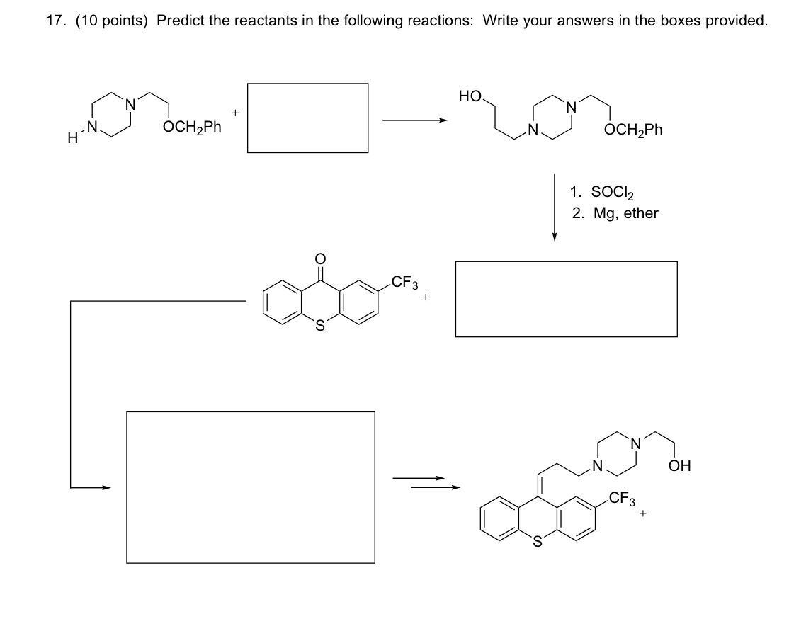 Solved (10 ﻿points) ﻿Predict the reactants in the following | Chegg.com