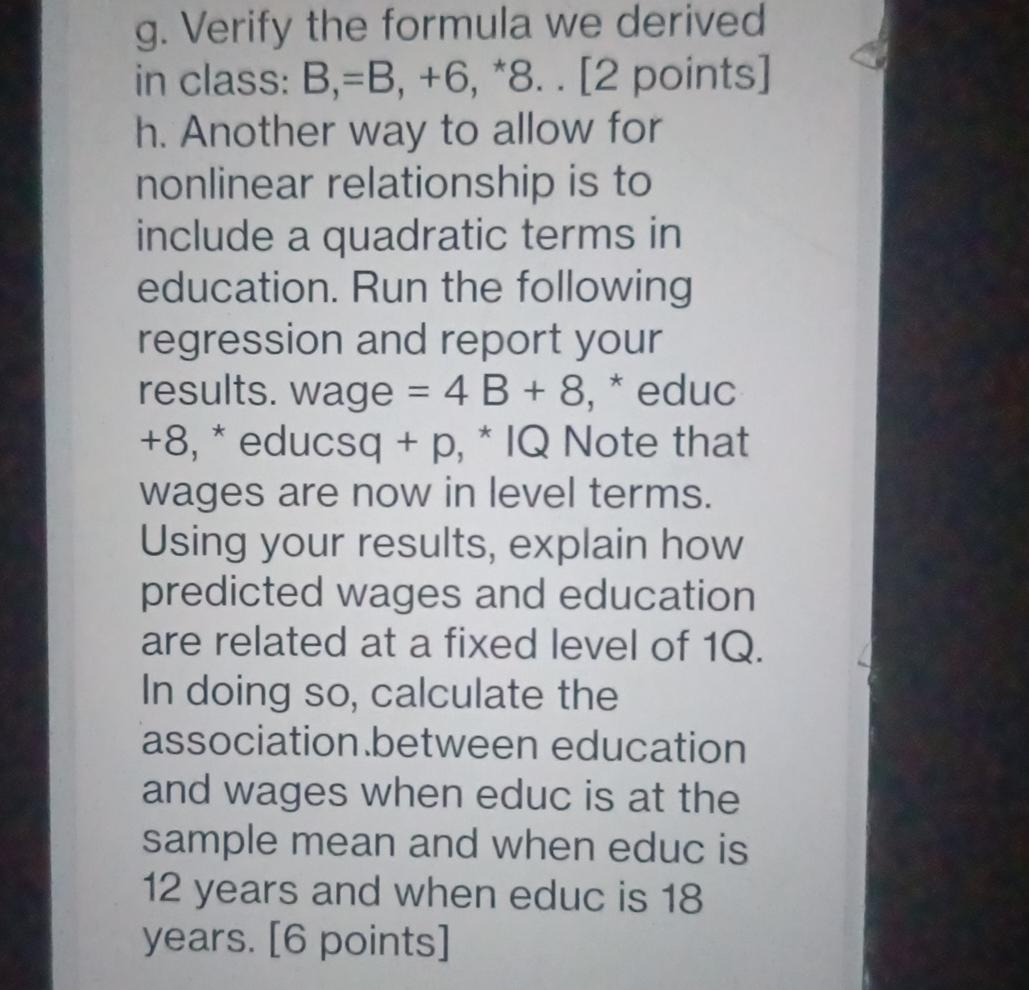 Solved g. ﻿Verify the formula we derived in class: | Chegg.com