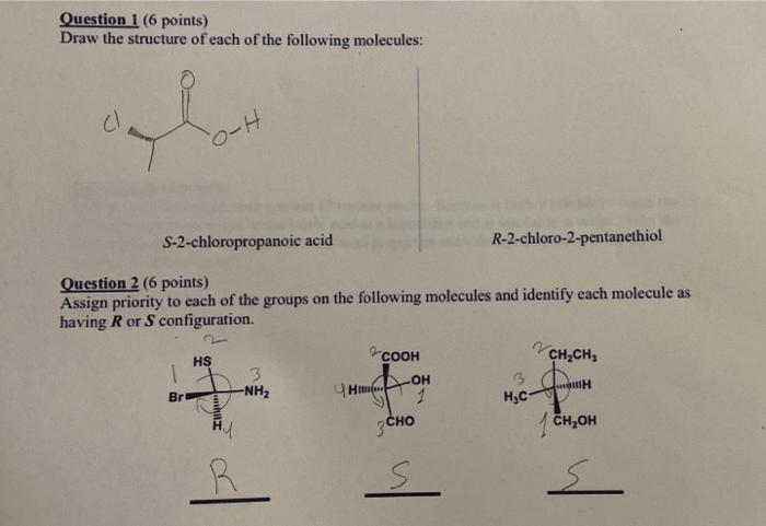 Solved Question 1 (6 points) Draw the structure of each of | Chegg.com