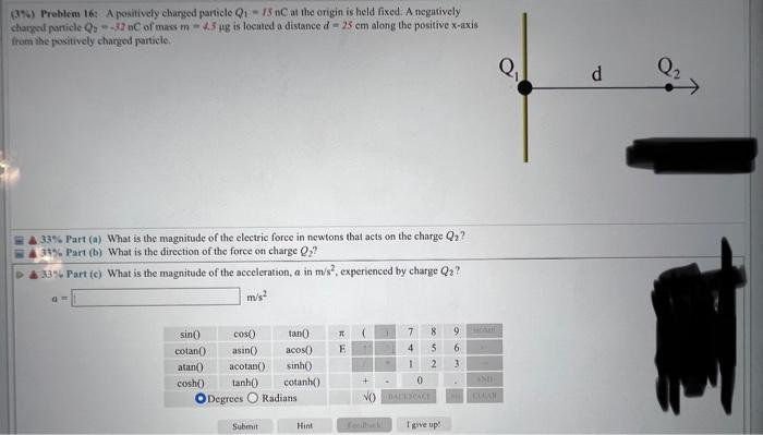 Solved (3\%) Problem 18: Suppose you have two point charges | Chegg.com