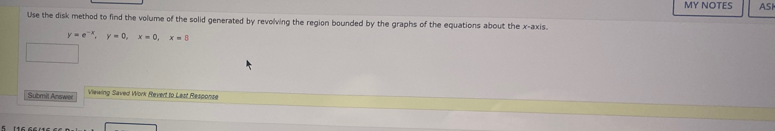 Solved Use the disk method to find the volume of the solid | Chegg.com