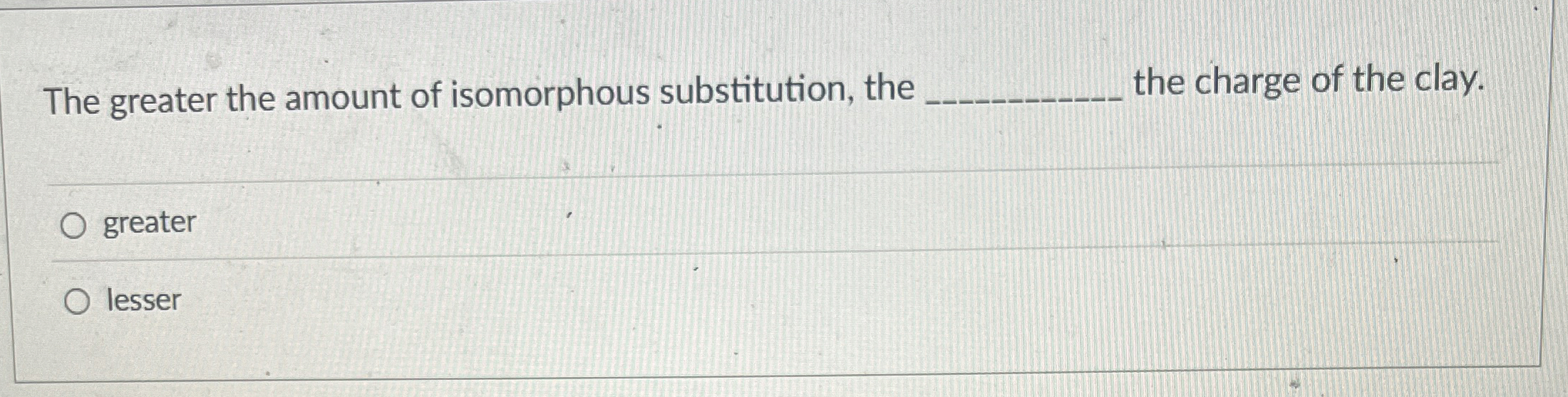 Solved The greater the amount of isomorphous substitution, | Chegg.com
