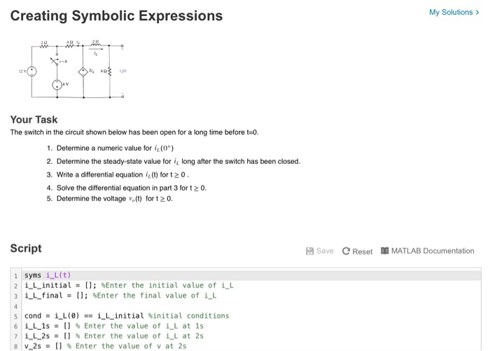 Solved Creating Symbolic Expressions My Solutions > Your | Chegg.com