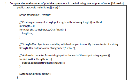 Compute the total number of primitive operations in | Chegg.com