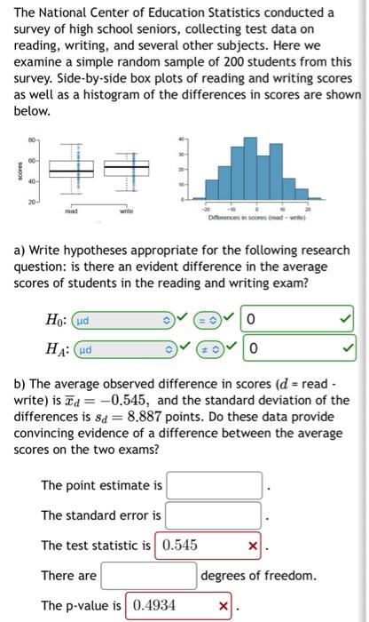 Solved The National Center of Education Statistics conducted | Chegg.com