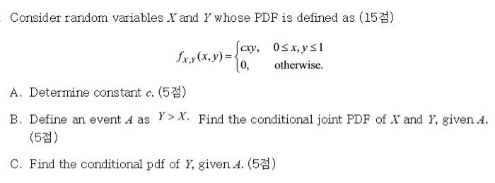 Solved Consider random variables X and Y whose PDF is | Chegg.com