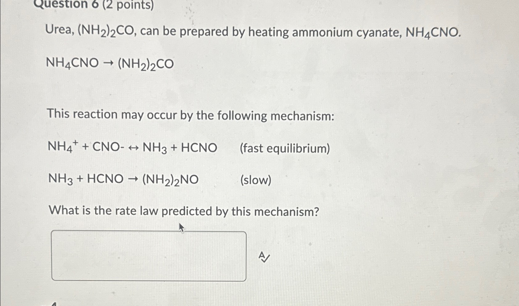 Question 6 (2 ﻿points)Urea, (NH2)2CO, ﻿can be | Chegg.com