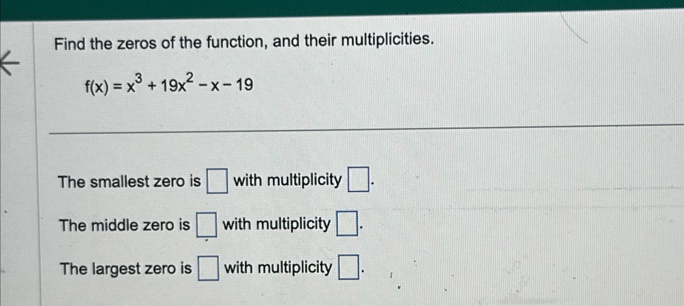 Solved Find the zeros of the function, and their | Chegg.com
