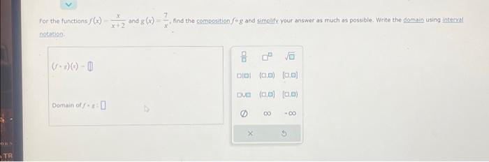 Solved For the functions f(x) notation. (fog)(x) - Domain of | Chegg.com