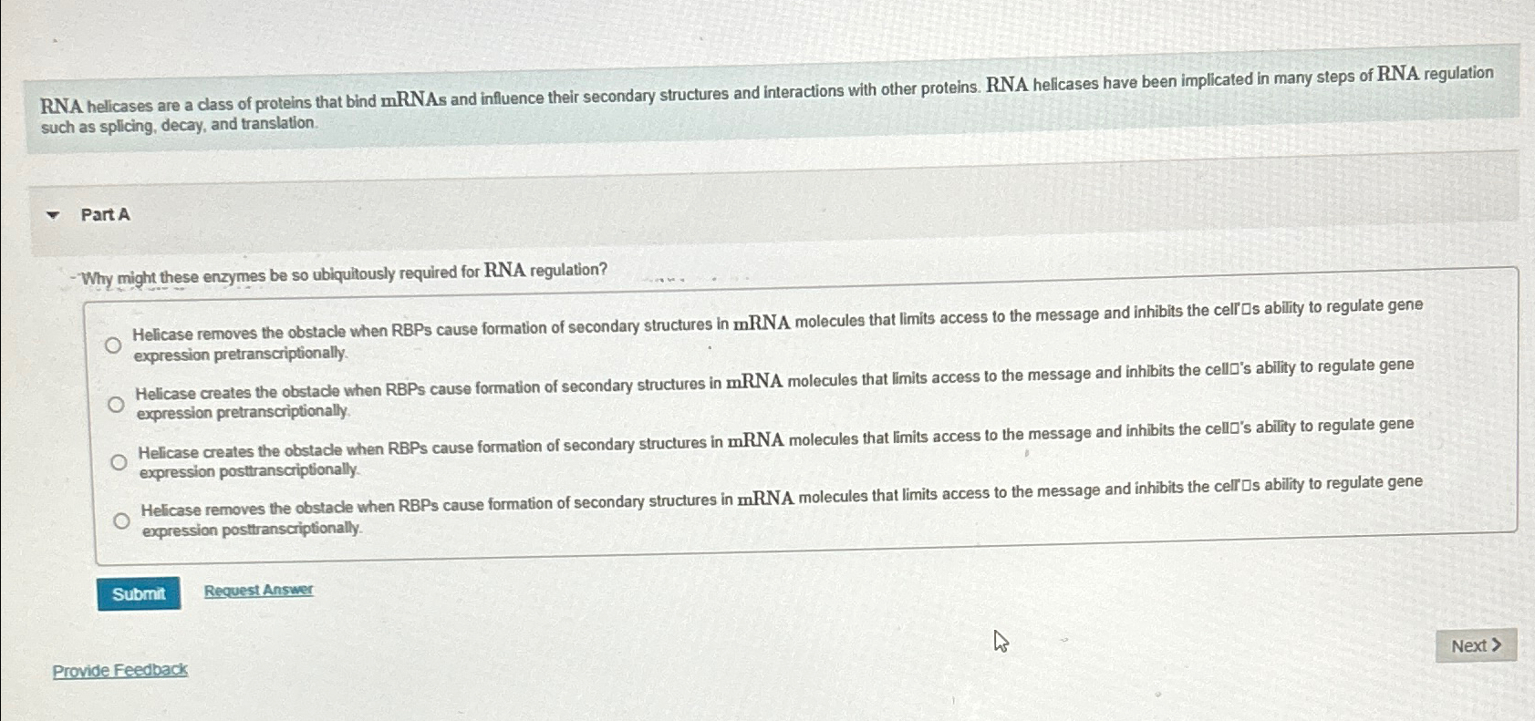 Solved RNA helicases are a class of proteins that bind mRNAs | Chegg.com