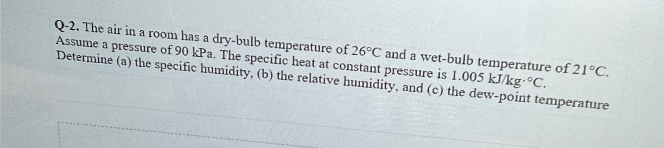 Solved Q-2. ﻿The air in a room has a dry-bulb temperature of | Chegg.com