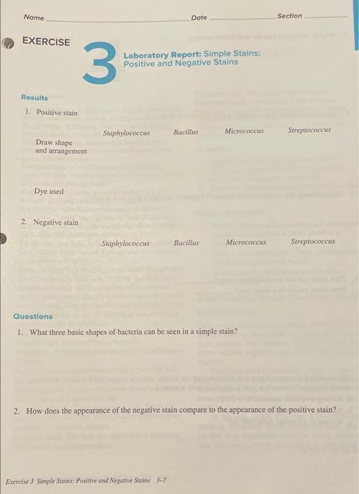 Solved Name Dote Section EXERCISE Laboratory Report: Simple | Chegg.com