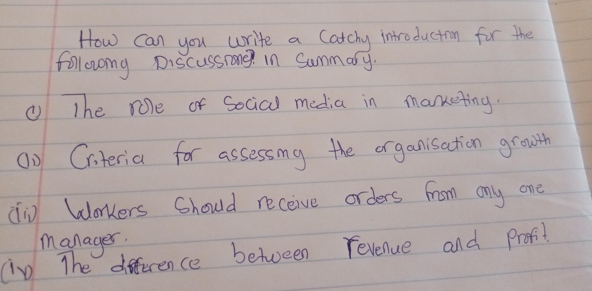 Solved How can you write a Catchy introduction for the | Chegg.com