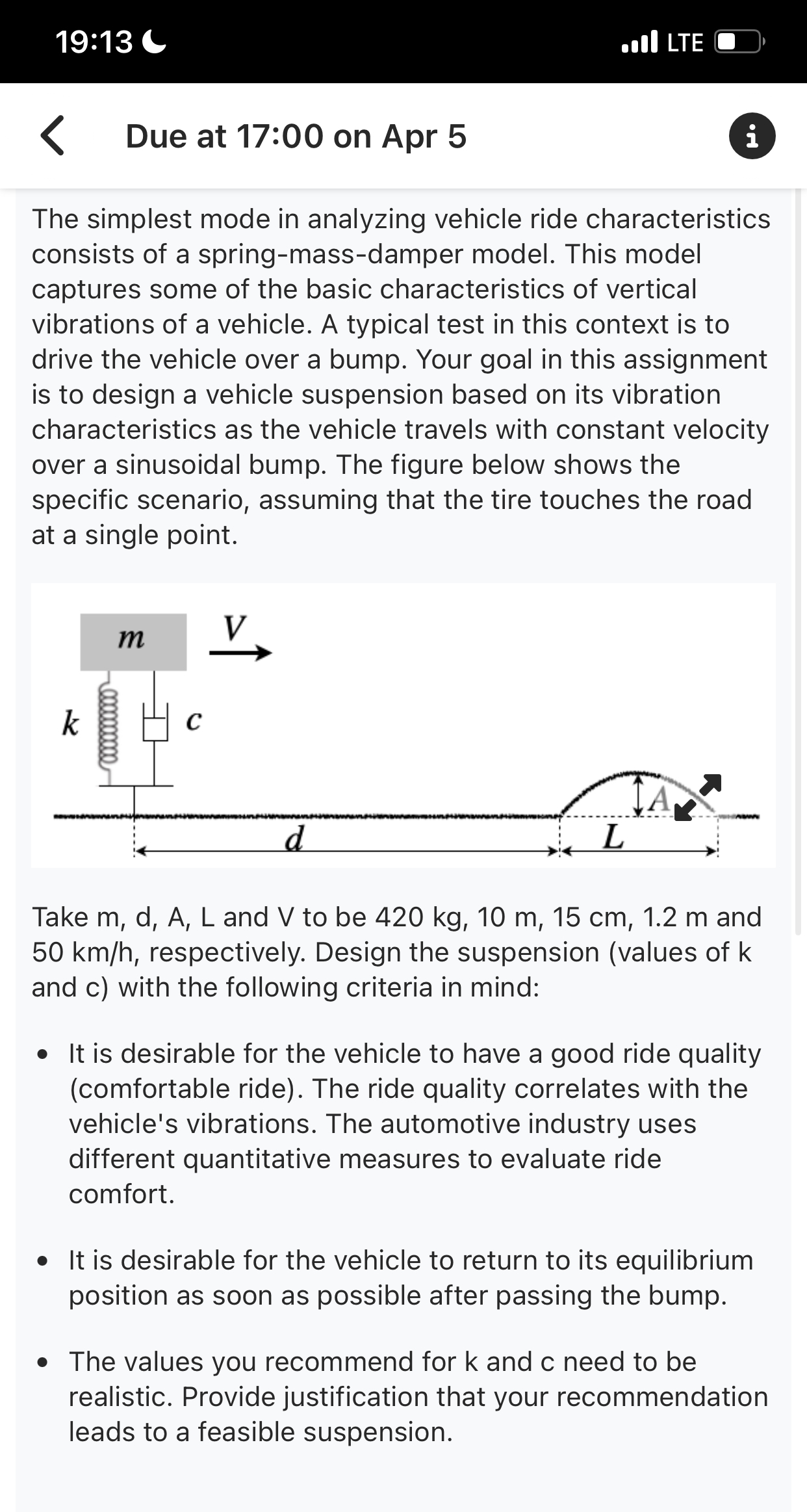 Solved The simplest mode in analyzing vehicle ride | Chegg.com