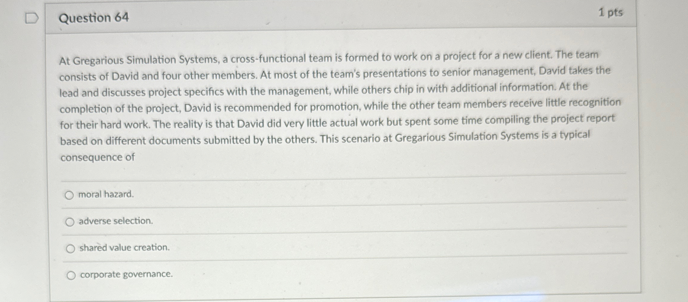 Solved Question 641 ﻿ptsAt Gregarious Simulation Systems, a | Chegg.com