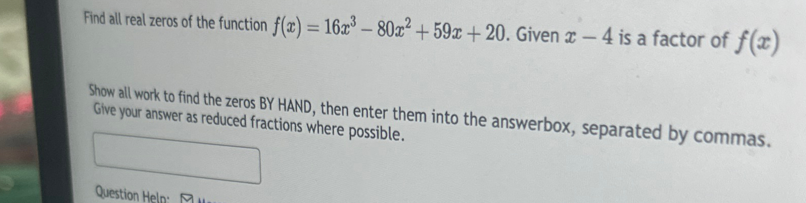 Solved Find all real zeros of the function | Chegg.com