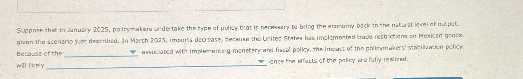 Solved Suppose that in January 2025, ﻿policymakers undertake | Chegg.com