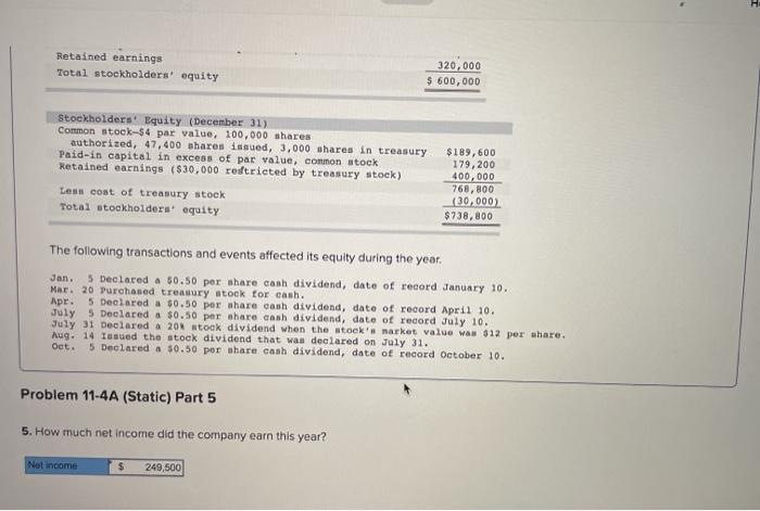 Solved Required information Problem 11-4A (Static) Analyzing | Chegg.com