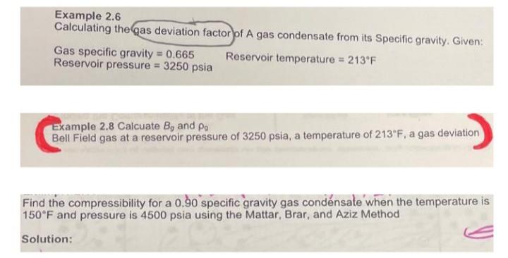 Solved Example 2.6 Calculating the gas deviation factor of A | Chegg.com