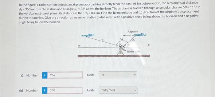 Solved In the figure, a radar station detects an airplane | Chegg.com