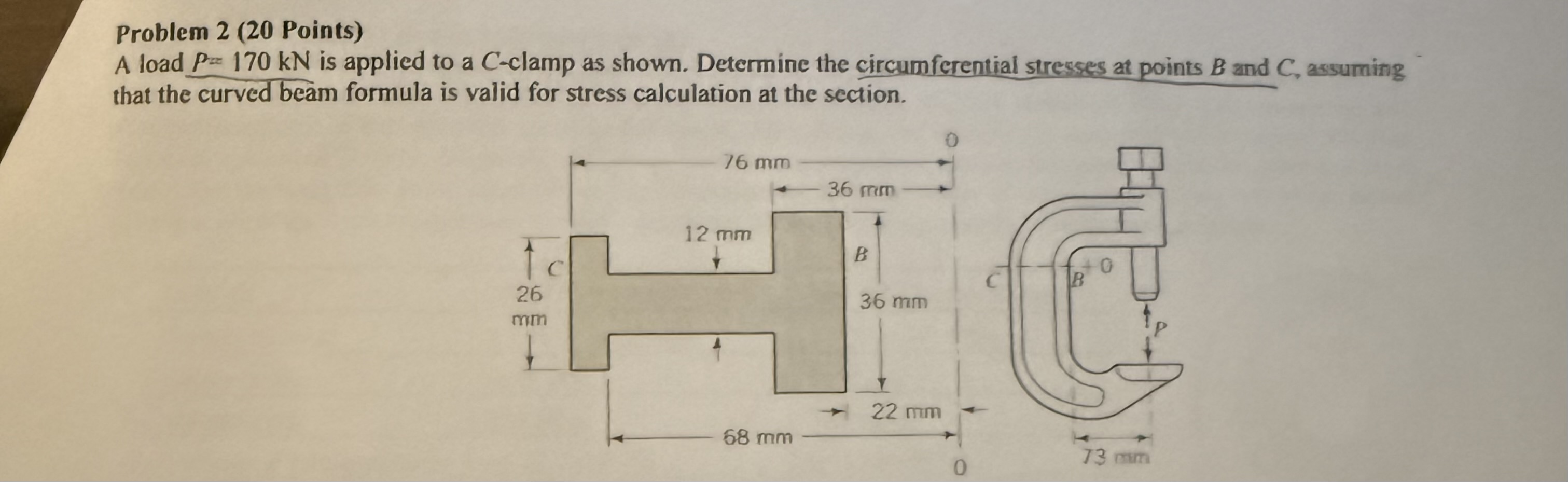 Solved Problem 2 (20 ﻿Points)A load \( ﻿P=170 \mathrm{kN} \) | Chegg.com