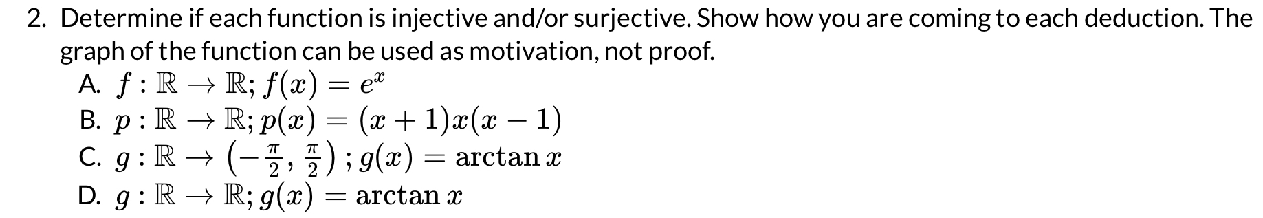 Solved Determine if each function is injective and/or | Chegg.com