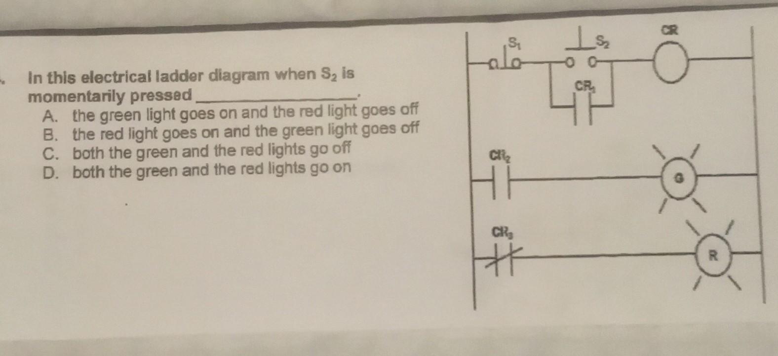 Solved In this electrical ladder diagram when S2 is | Chegg.com