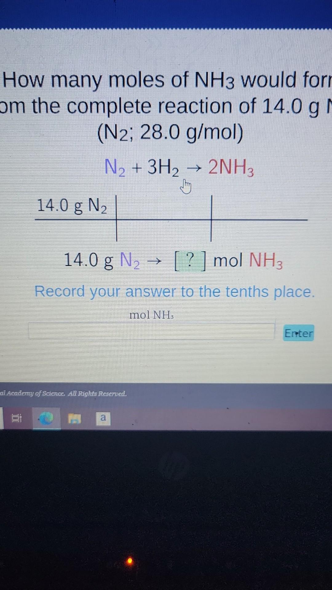 Solved How many moles of NH3 would for the complete reaction | Chegg.com