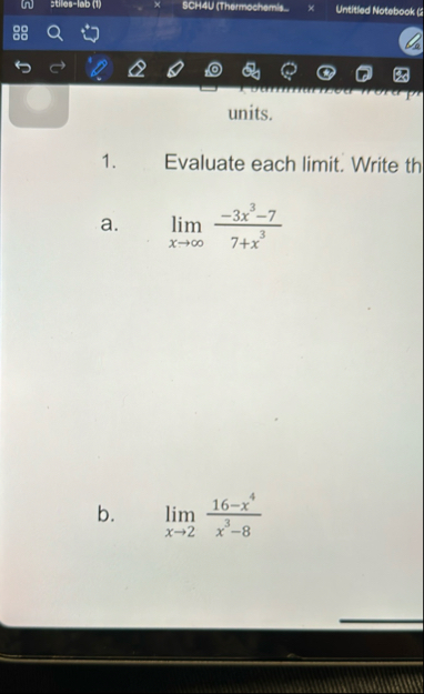 Solved units.Evaluate each limit. ﻿Write | Chegg.com