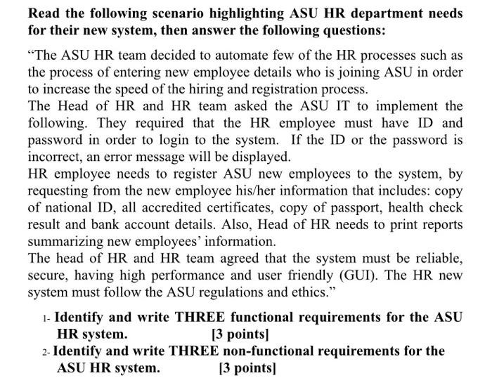 Solved Read the following scenario highlighting ASU HR | Chegg.com