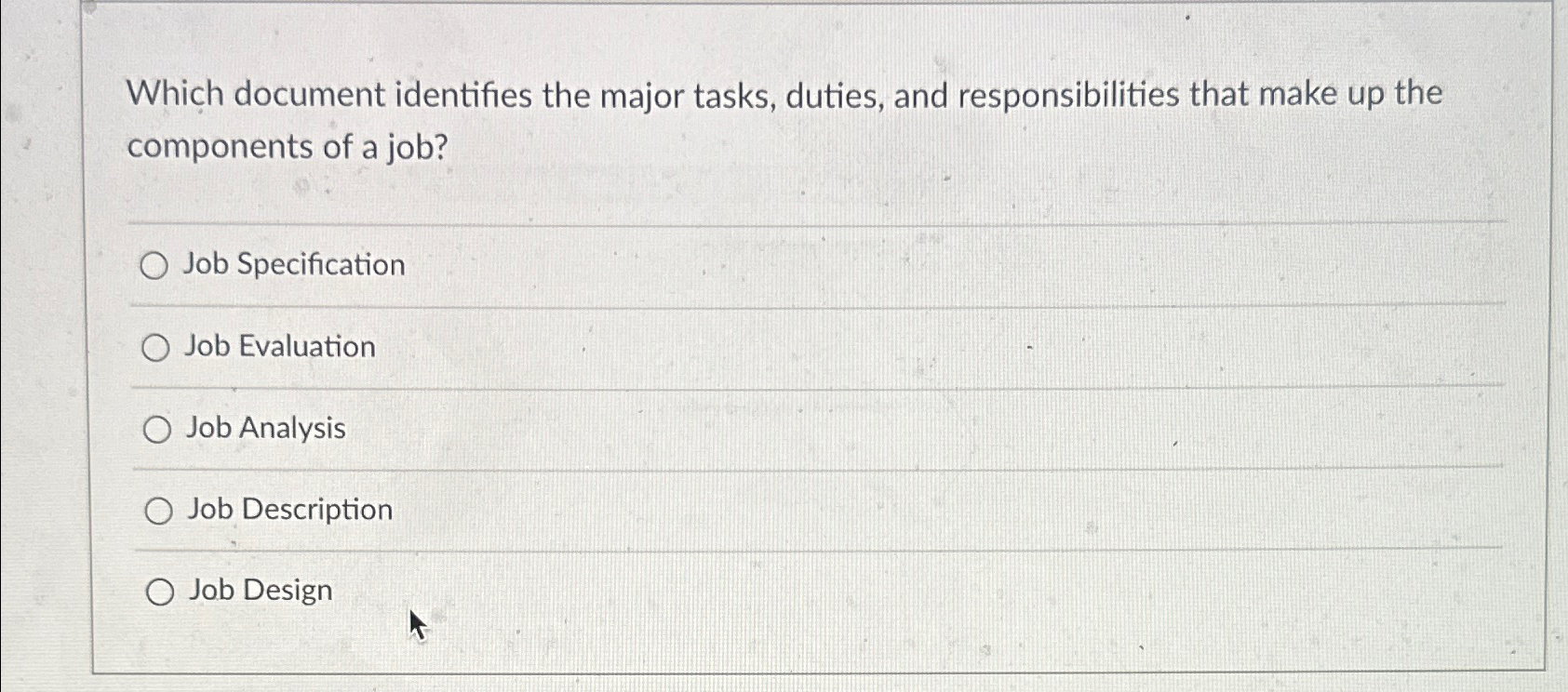 Solved Which document identifies the major tasks, duties, | Chegg.com