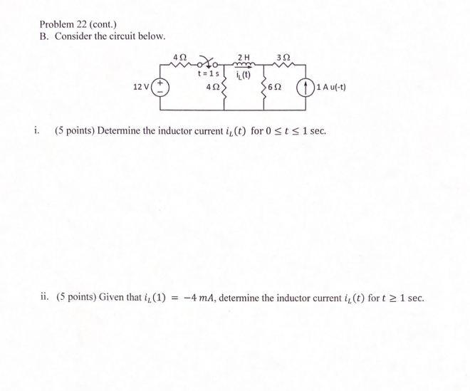 Solved Problem 22 (cont.)B. ﻿Consider the circuit | Chegg.com