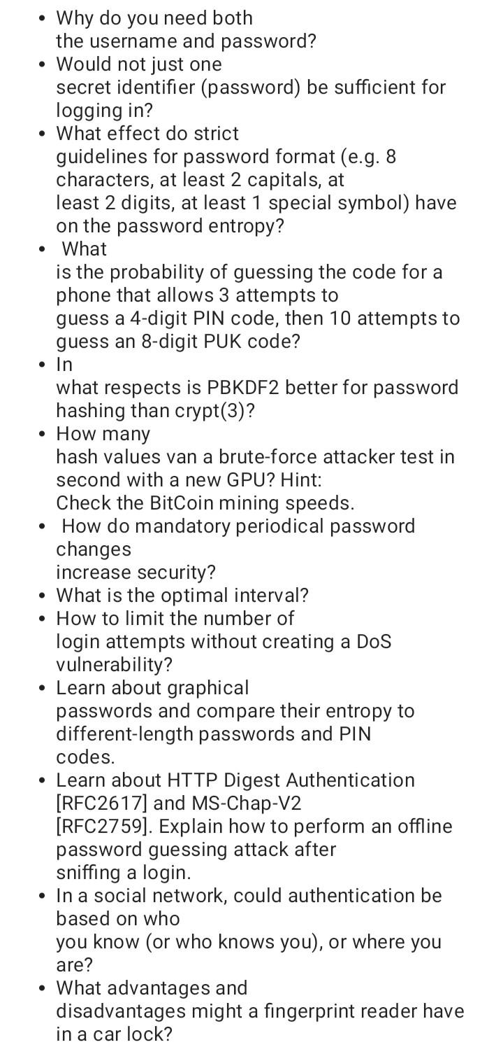 Solved - Why do you need both the username and password? - | Chegg.com