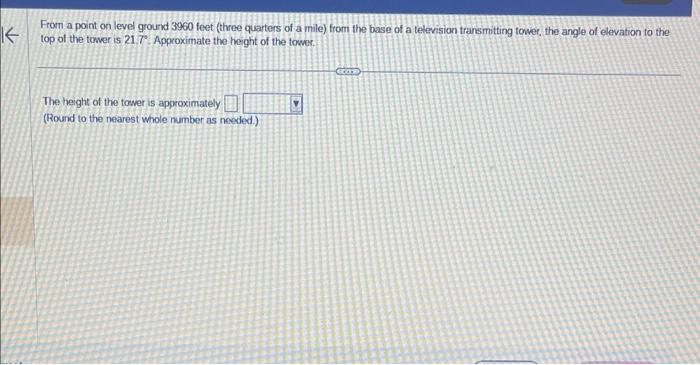 Solved From a point on level ground 3960 feet (three | Chegg.com