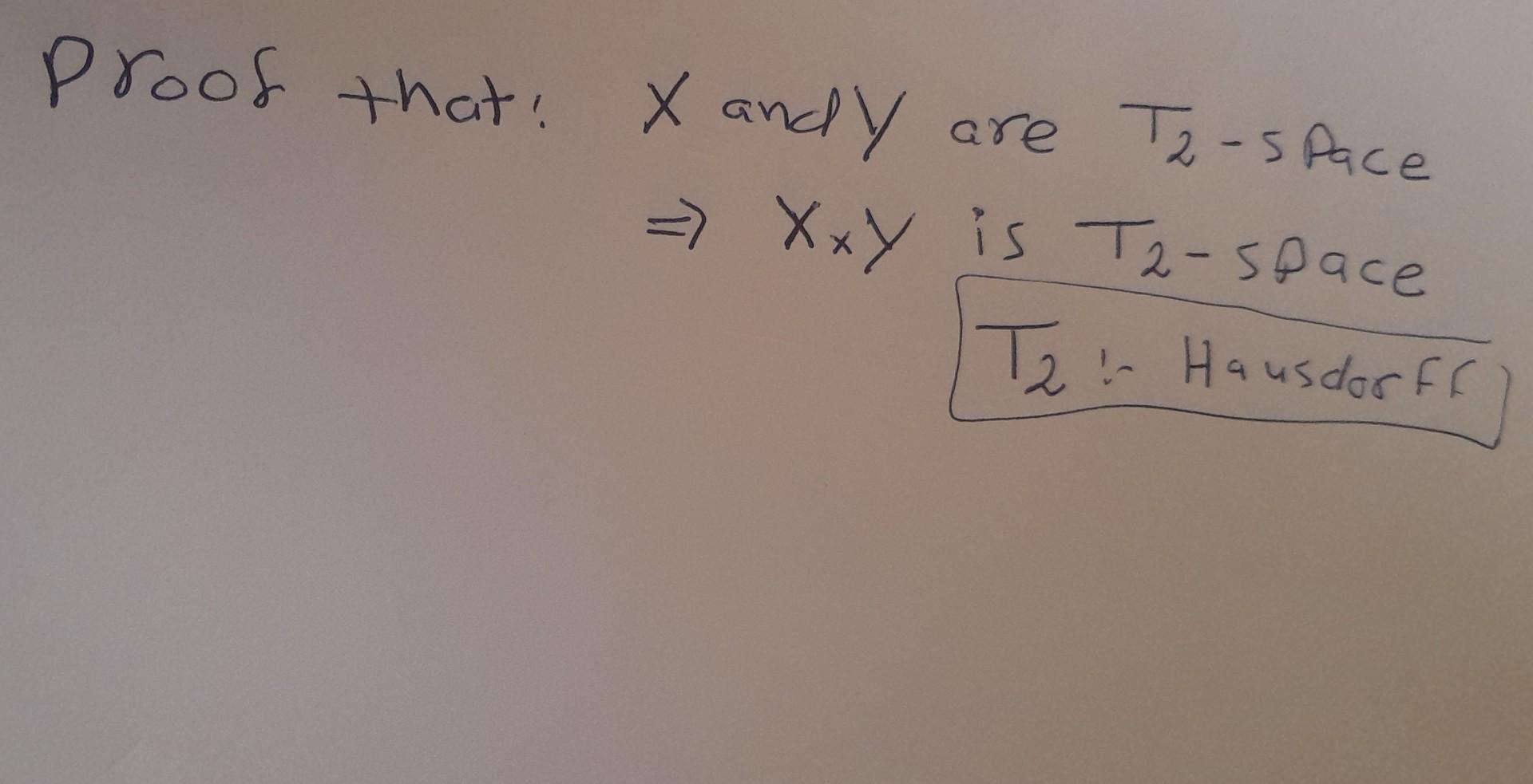 Solved Proof that: X and Y are T2-space ⇒xxY is T2-space T2: | Chegg.com