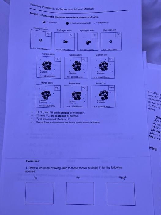 Solved Practice Problems Isotopes and Atomic Masses Model 1: | Chegg.com