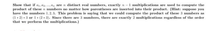 Solved Show that if a... are n distinct real numbers, | Chegg.com